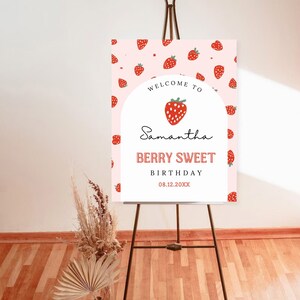 Modern Berry First Birthday Welcome Sign, Berry First Birthday, Berry ...