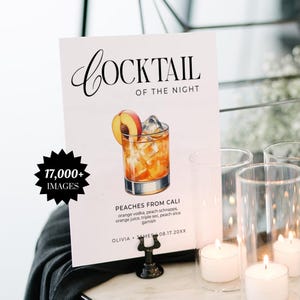 Cocktail of the Night Signature Drink Sign, Bar Menu Sign, Wedding Menu ...