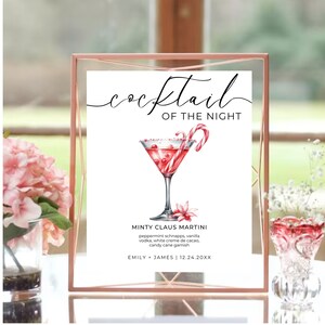 Cocktail of the Night, Signature Drink Sign, Christmas Party Sign ...