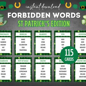 Forbidden Words, St Patricks Taboo Game, St Patricks Game, Saint ...
