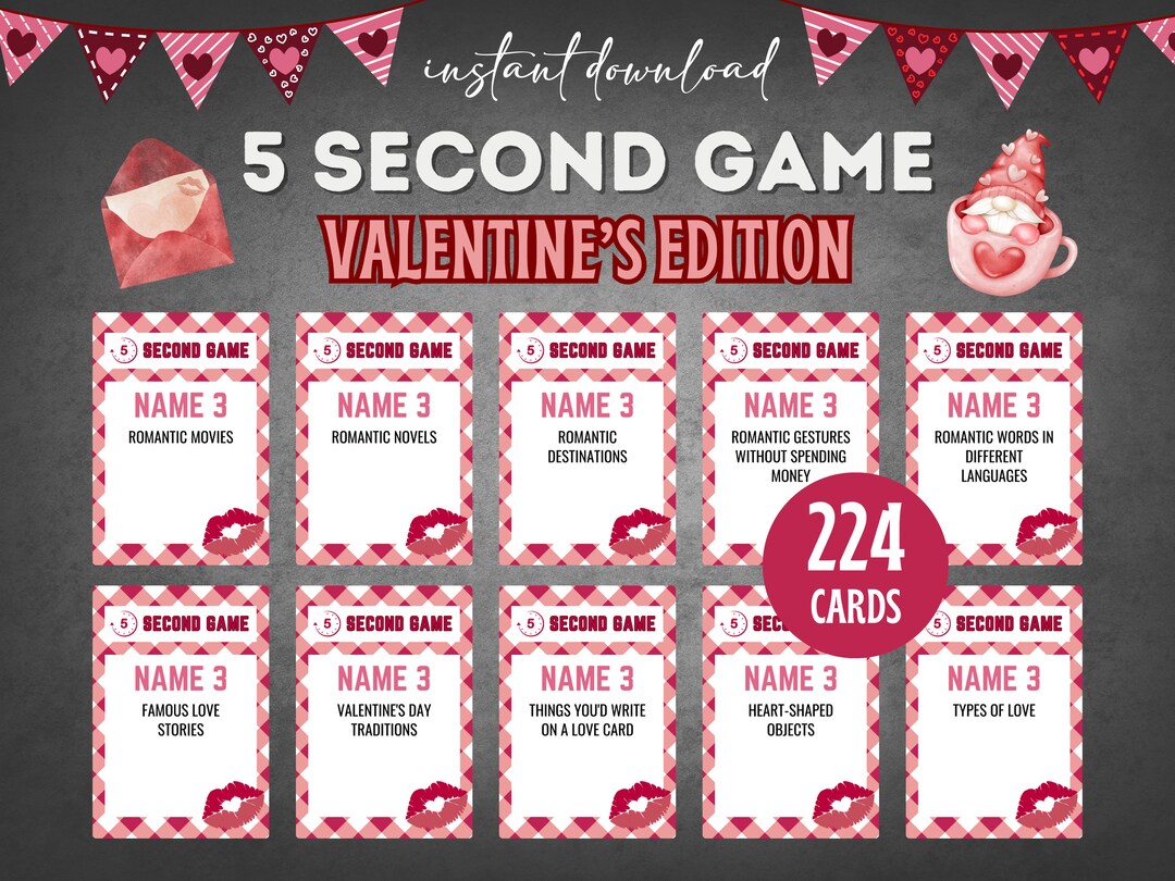 5 Second Game Valentines Game, Valentines Edition, Party Games ...