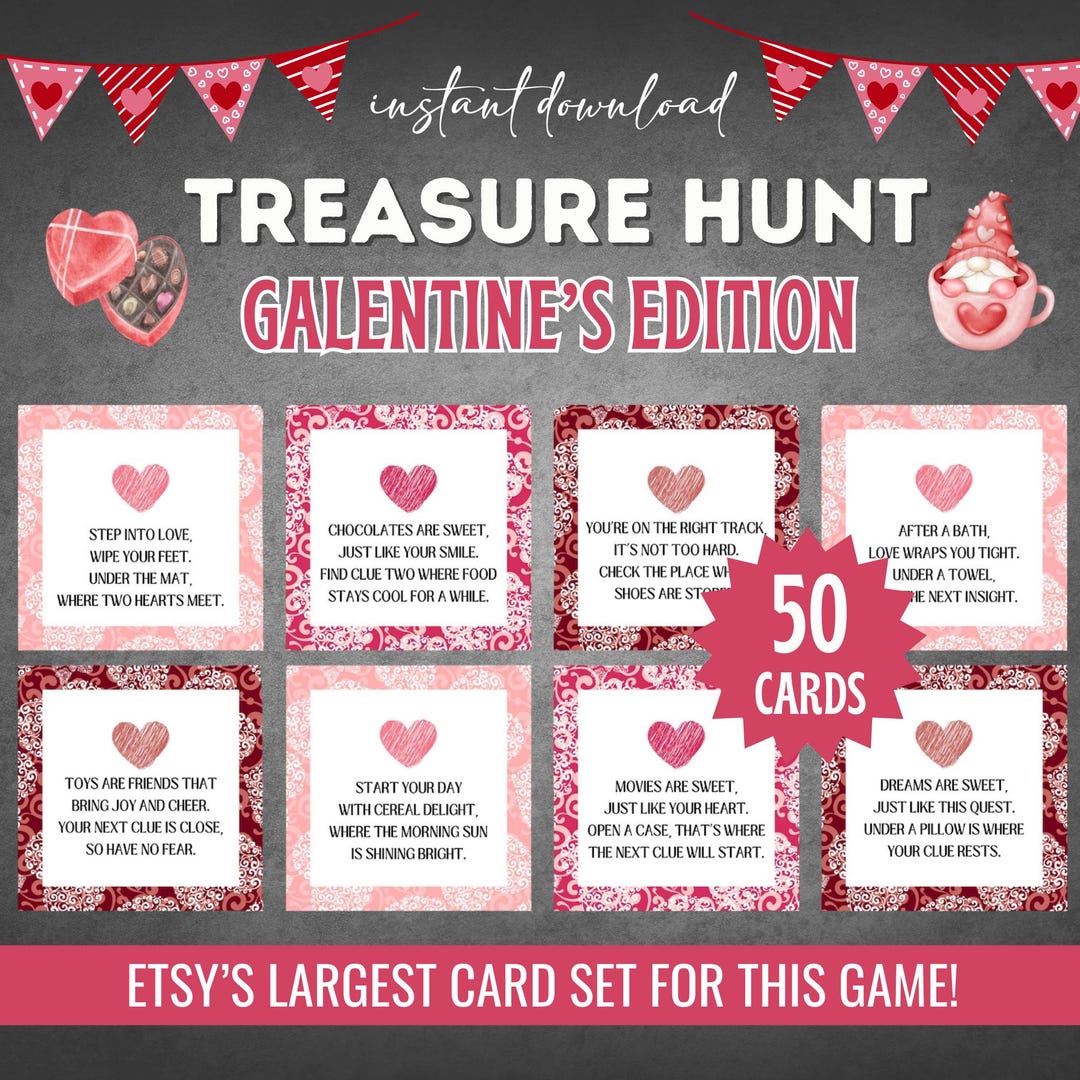 Valentines Treasure Hunt, Valentines Games, Scavenger Hunt, Valentines ...