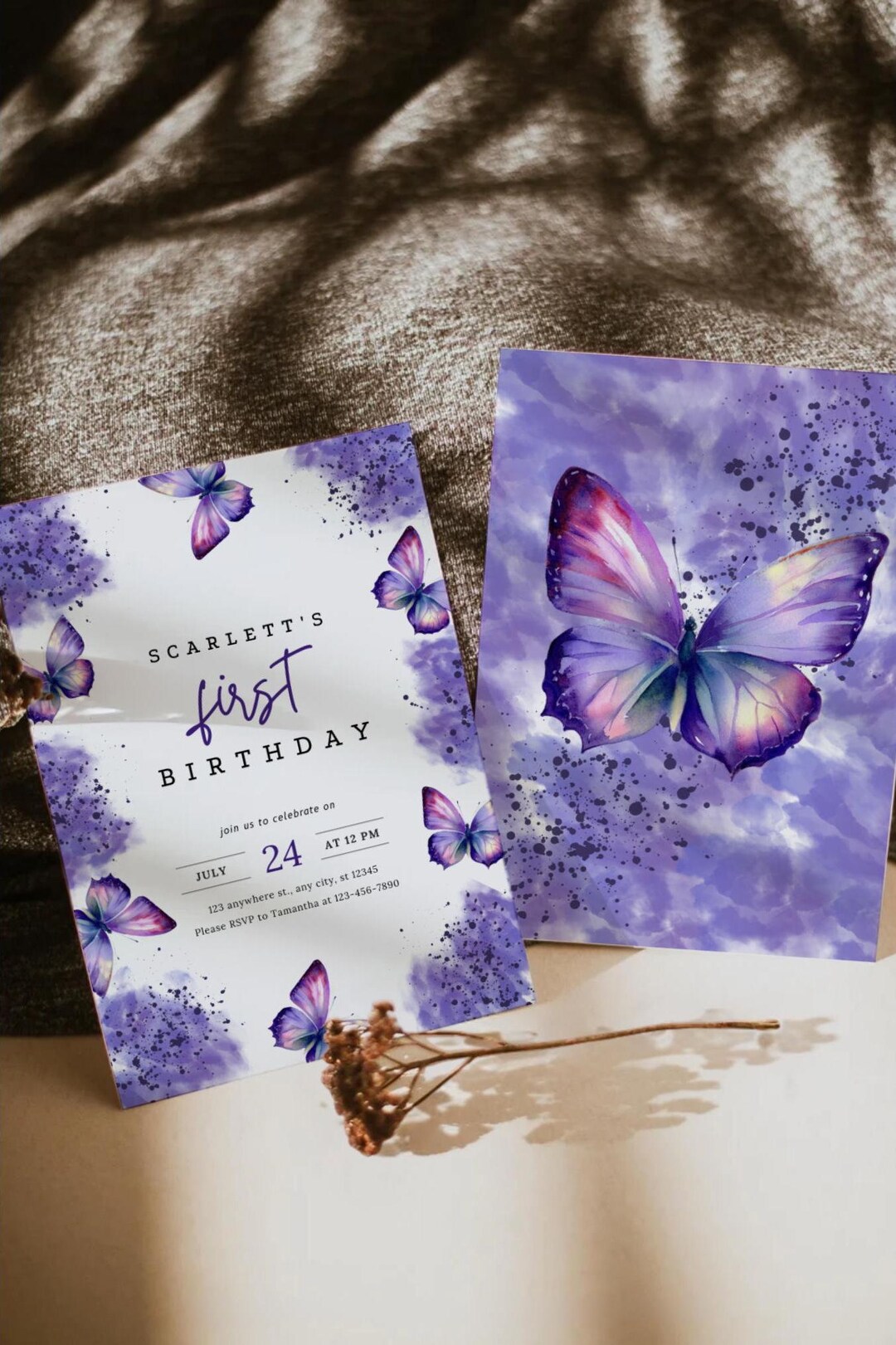Purple Butterfly, Butterfly Invitation, Butterfly Birthday Invitation ...