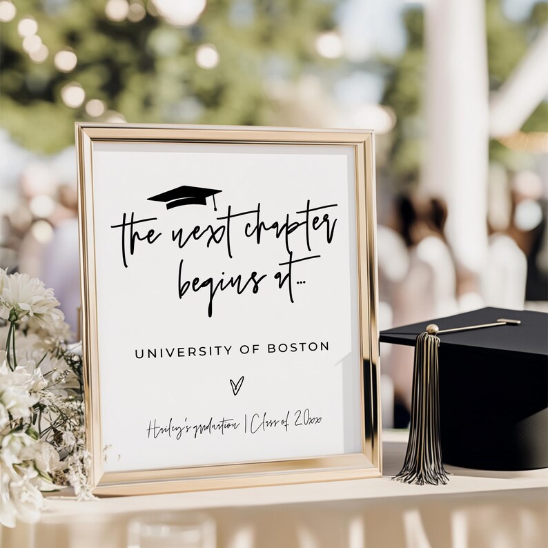 The Next Chapter Begins at Graduation Sign Printable, Graduation Party ...