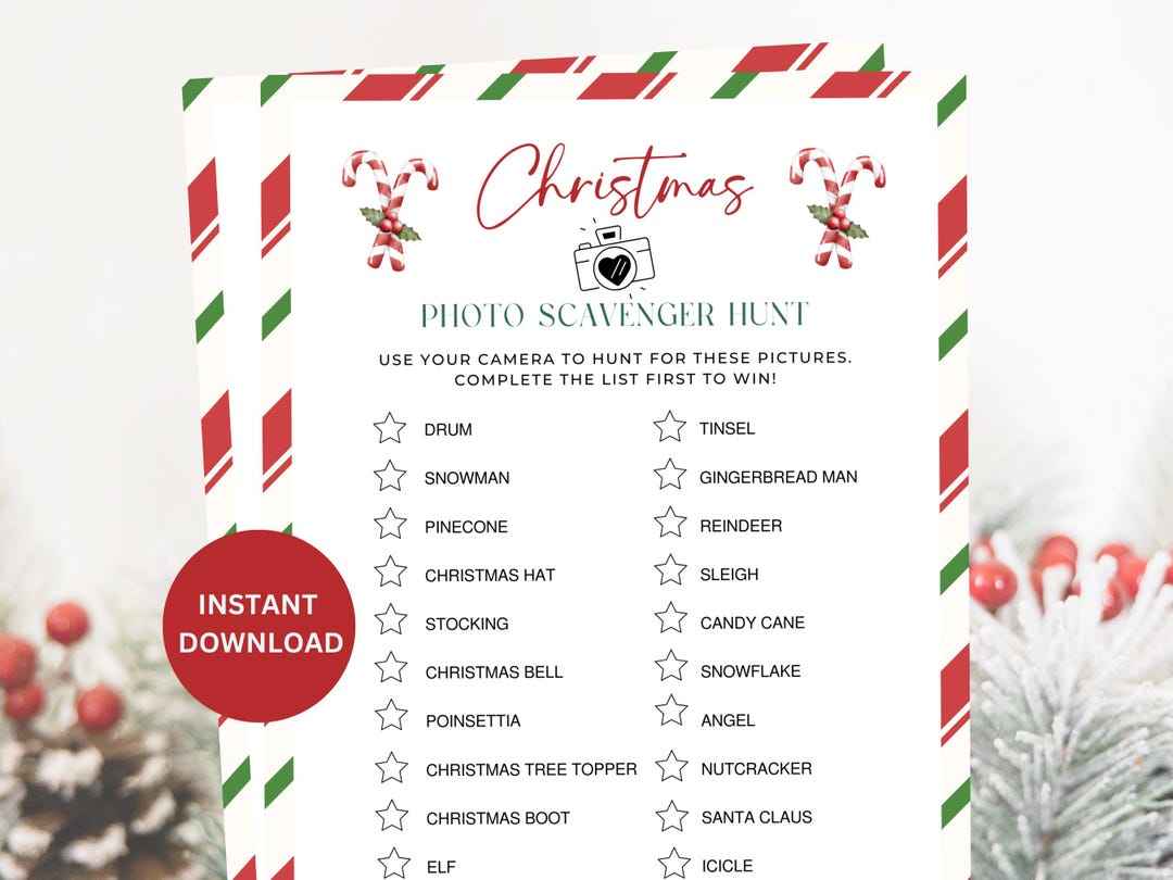Christmas Photo Scavenger Hunt, Printable Christmas Trivia, Printable ...