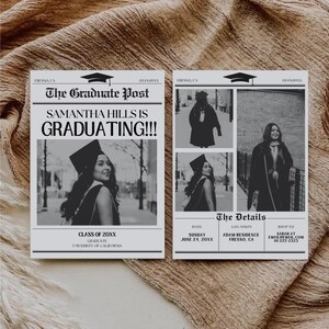 Newspaper Graduation Party Invite, Graduation Invitation, Graduation ...