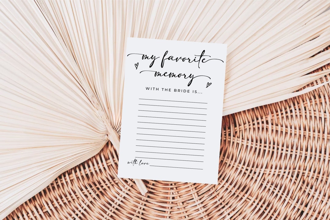 My Favorite Memory Bridal Shower Game, Bridal Shower Printable, Wedding ...