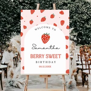 Modern Berry First Birthday Welcome Sign, Berry First Birthday, Berry ...