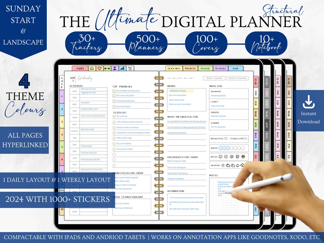 Premium Digital Planner 2024, Daily Planner, Digital Planner, Goodnotes ...