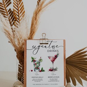 Signature Drink Sign, Signature Drink Sign Template, Cocktail Menu, Bar ...