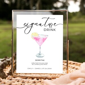 Signature Cocktail Sign, Signature Drink Sign, Cocktail Menu, Bar Menu ...
