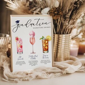 Grad Signature Drink Sign, Graduation Cocktail Sign, Bar Menu, Cocktail ...