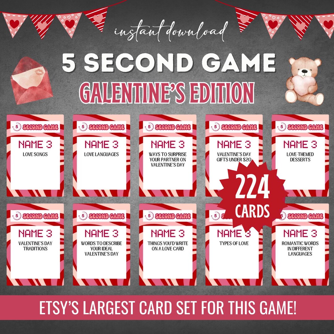 Retro Valentines Games, 5 Second Game Valentines, Party Games ...