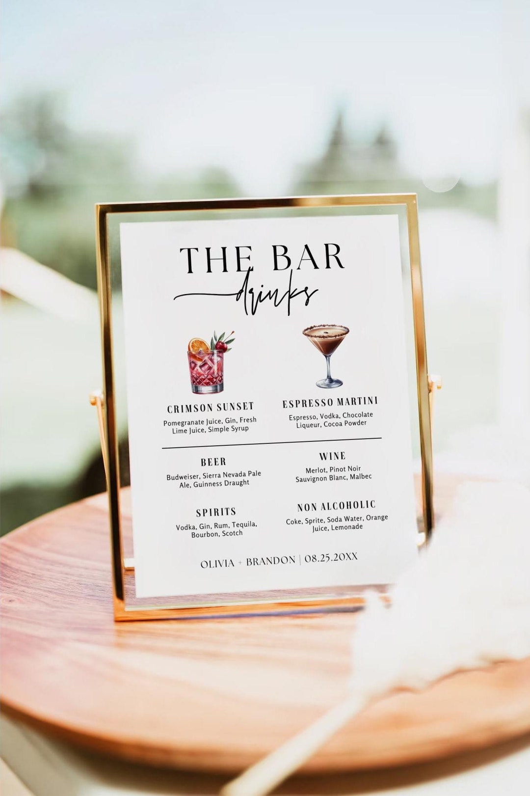 Bar Menu Drink Sign, Modern Signature Drink Sign, Signature Cocktail ...