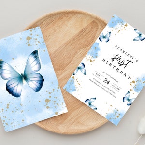 Butterfly Birthday Invitation, Blue Butterfly, Surprise Birthday Party ...