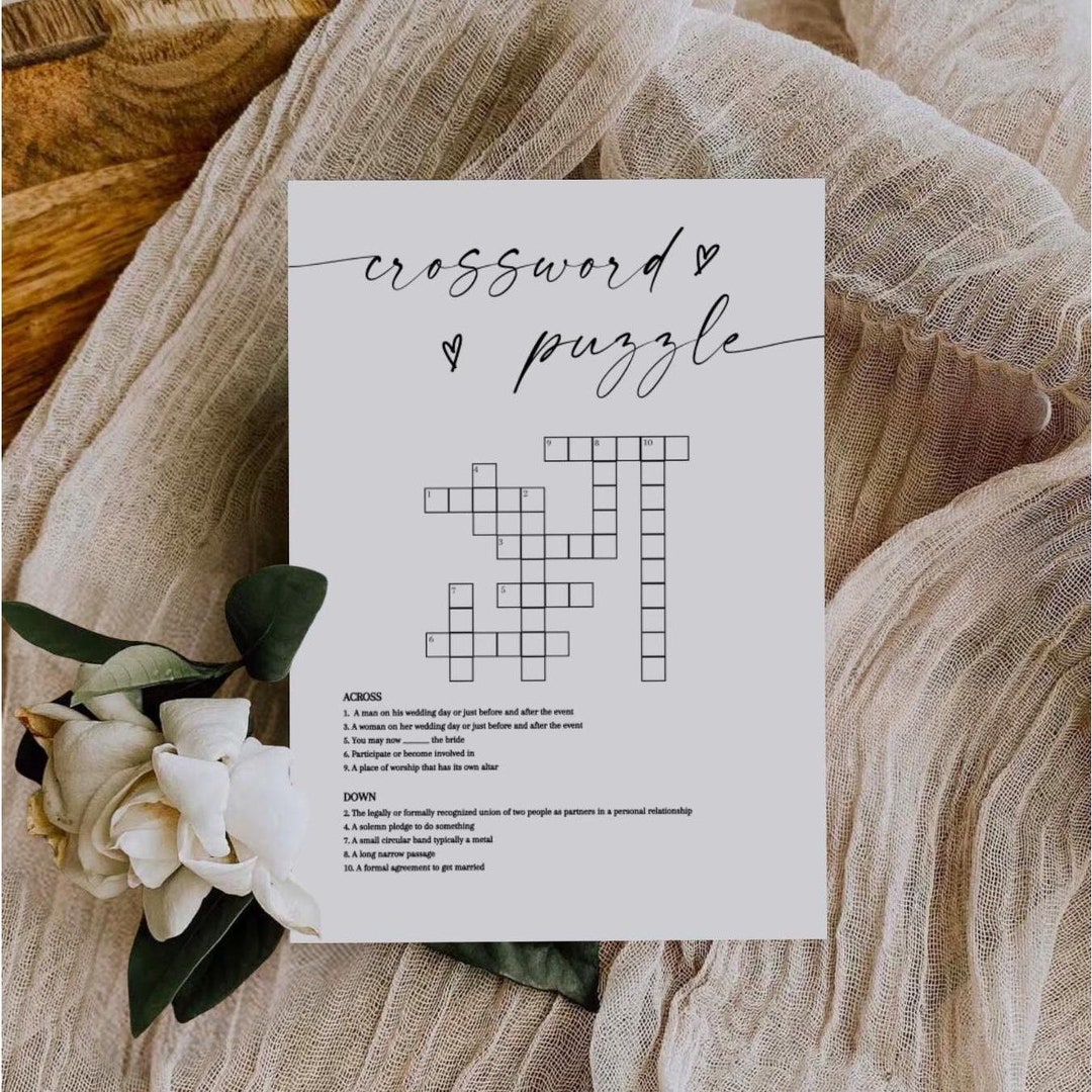 Crossword Puzzle Bridal Shower Game, Bridal Trivia, Bridal Shower ...