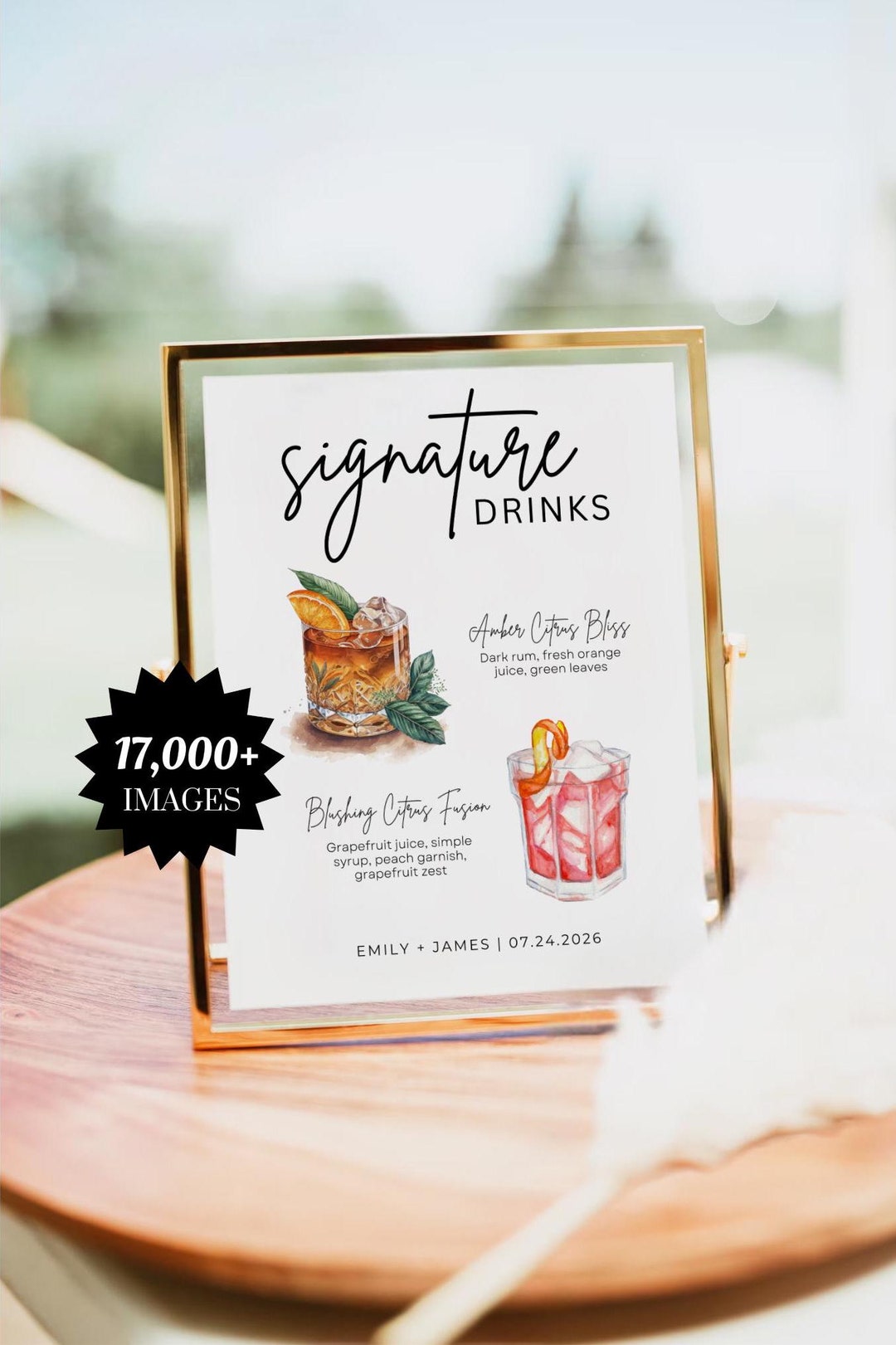 Signature Drink Sign, Signature Cocktail Sign, Bar Menu, Wedding Bar ...