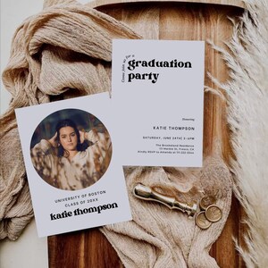 Retro Graduation Announcement, Modern Graduation Invitation, College ...
