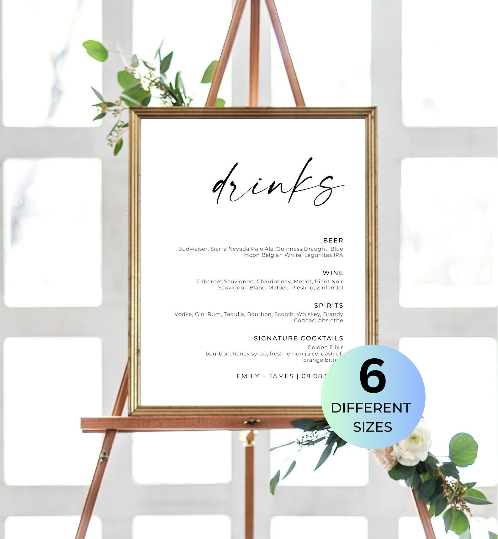 Bar Menu Sign, Signature Drink Sign, Drink Menu Sign, Wedding Bar Menu ...