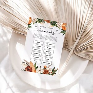 Autumn Charades Bridal Game, Pumpkin Bridal Shower Trivia Game, Fall in ...
