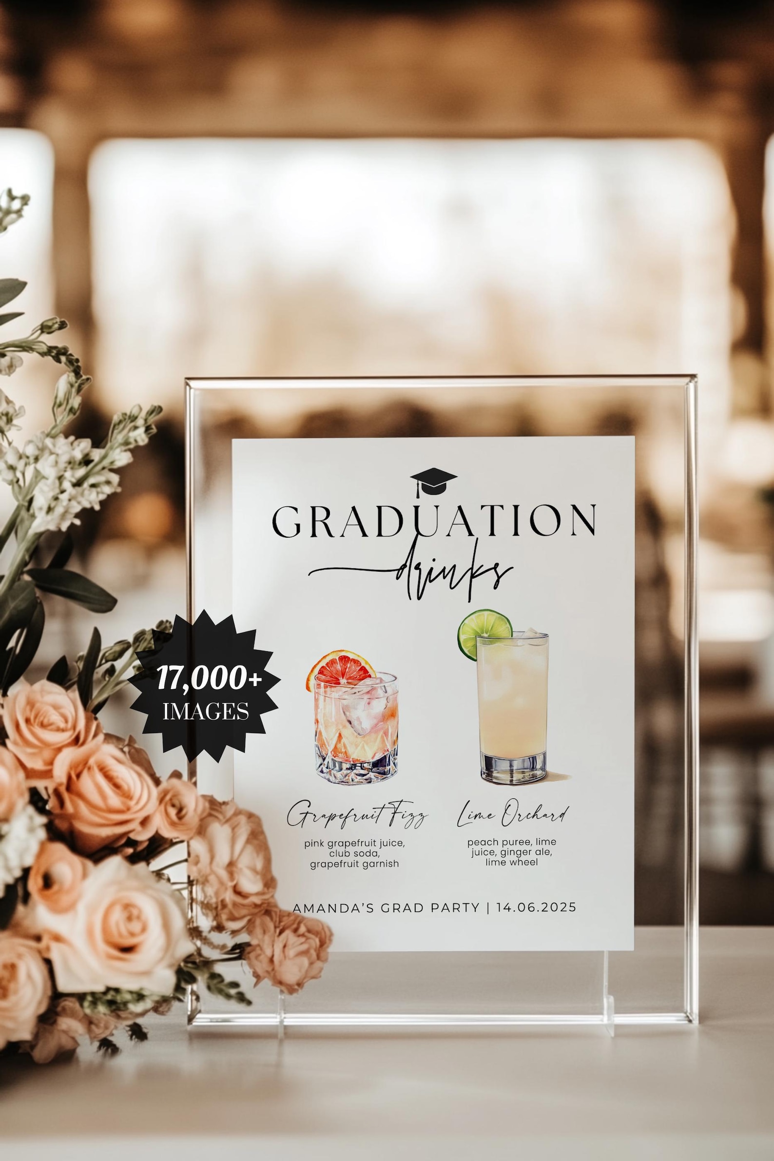 Modern Grad Signature Drink Sign, Graduation Signature Cocktail Sign ...
