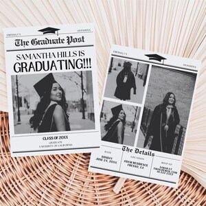 Newspaper Graduation Party Invite, Graduation Invitation, Graduation ...