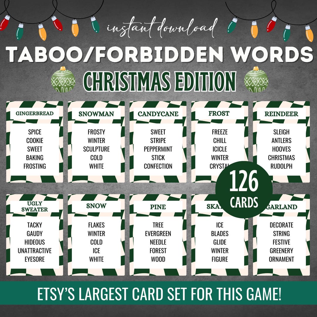 Taboo Christmas Party Game, Forbidden Words, Christmas Don't Say Trivia ...