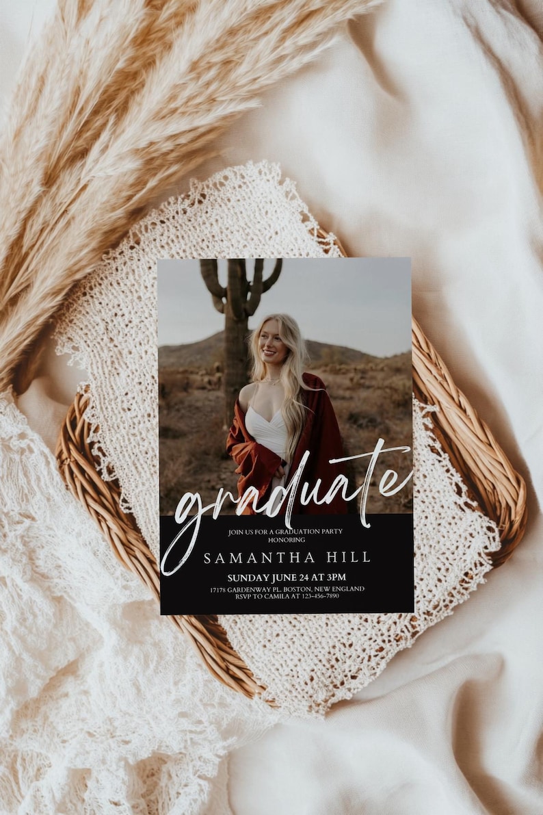 Graduation Announcement 2026, Modern Grad Party Invite, Graduation Card ...