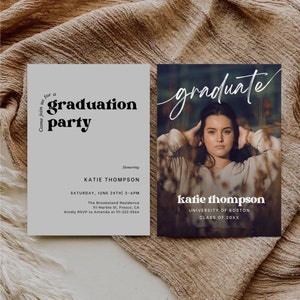 Retro Graduation Party Invite, Graduation Invitation, Graduation Party ...