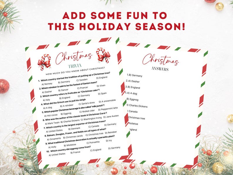 BESTSELLER Holiday Trivia Christmas Games, Christmas Trivia, Christmas ...