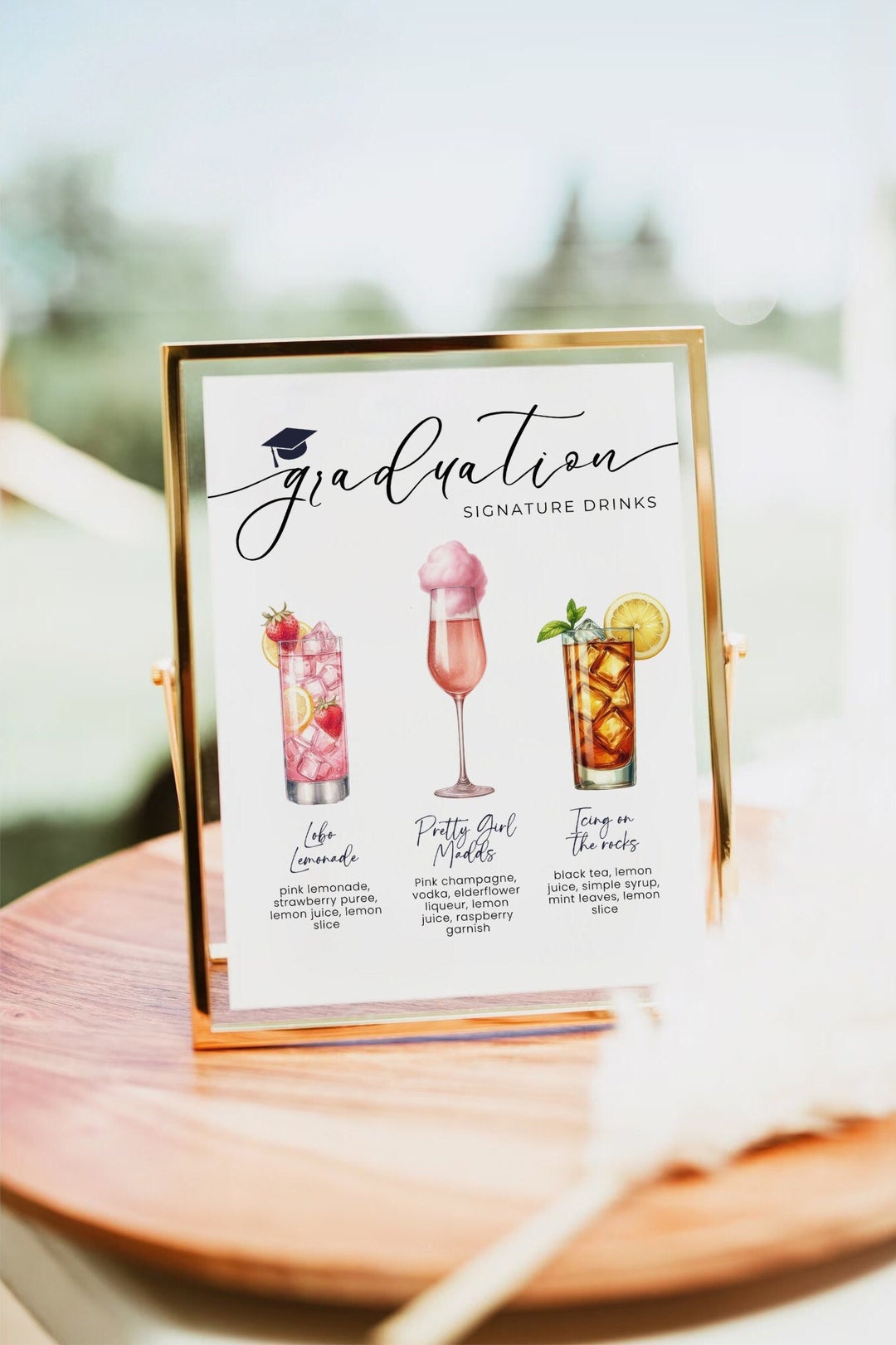 Grad Signature Drink Sign, Graduation Cocktail Sign, Bar Menu, Cocktail ...