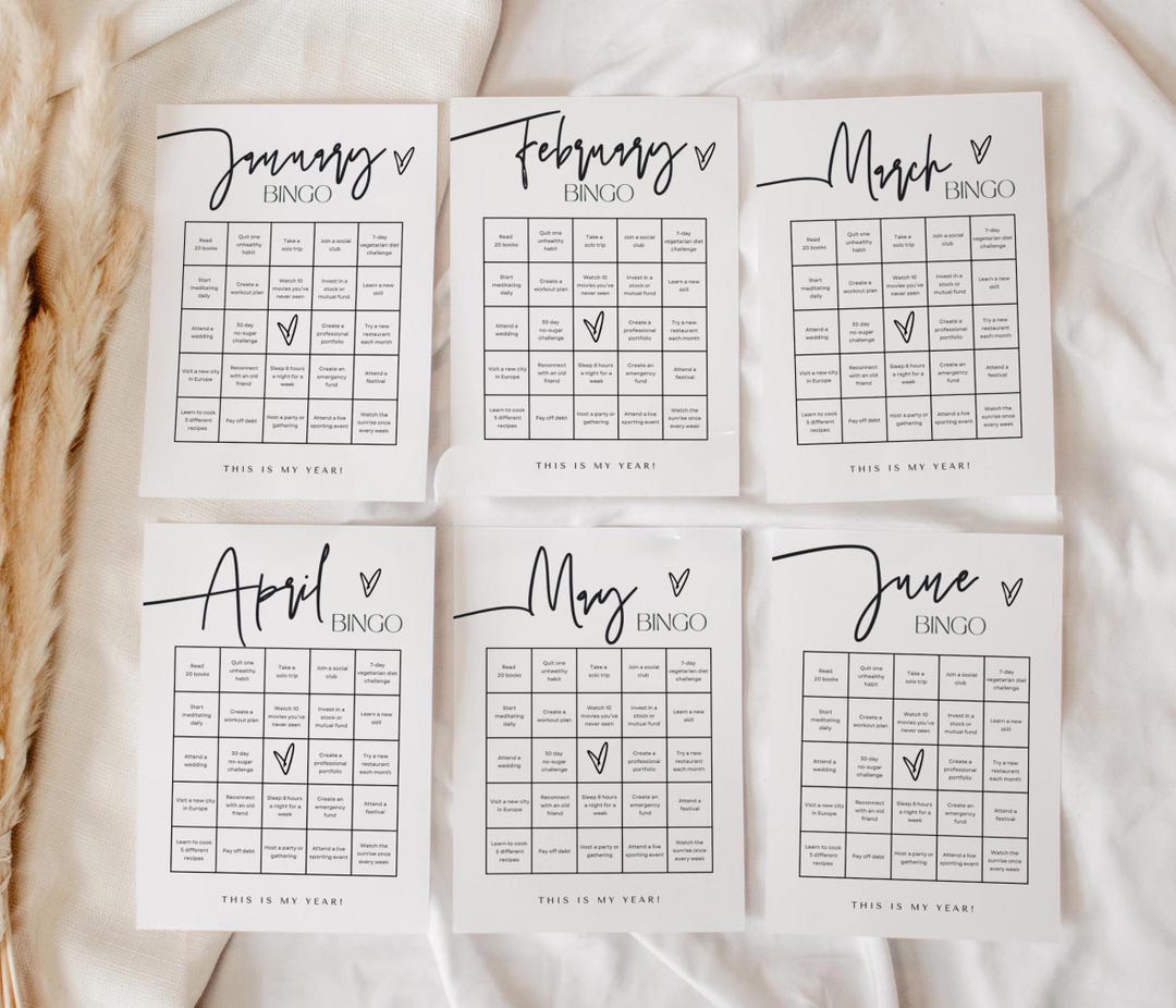 Monthly Bingo Card, Goal Setting Planner Sheet, 2026 Bingo Printable ...