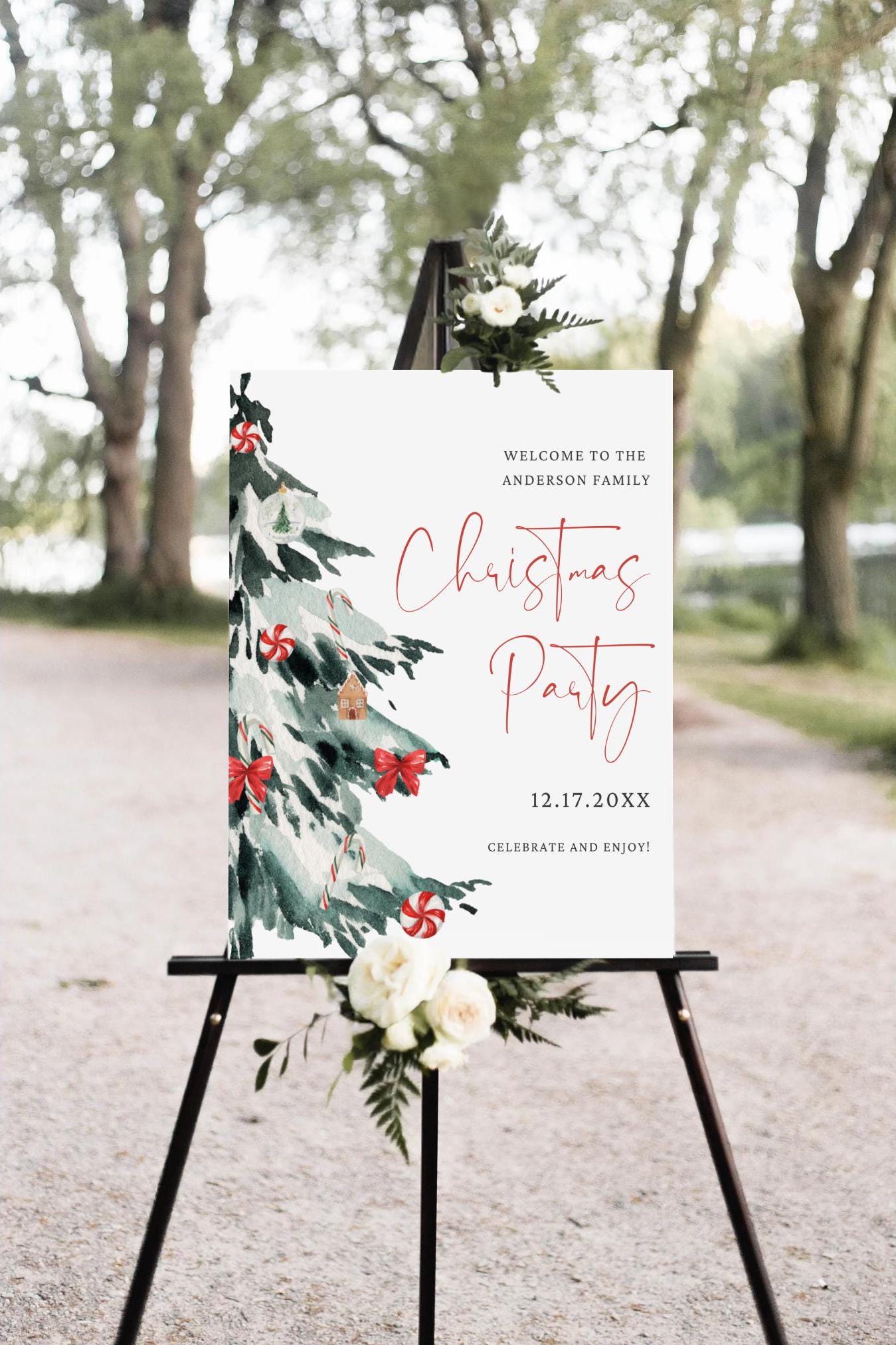 Christmas Party Sign, Welcome Sign Christmas Party, Christmas Party ...