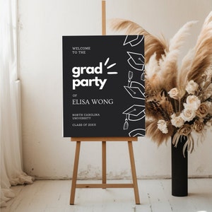 Black Grad Sign, Graduation Decorations 2024, Grad Party Decor, Grad ...