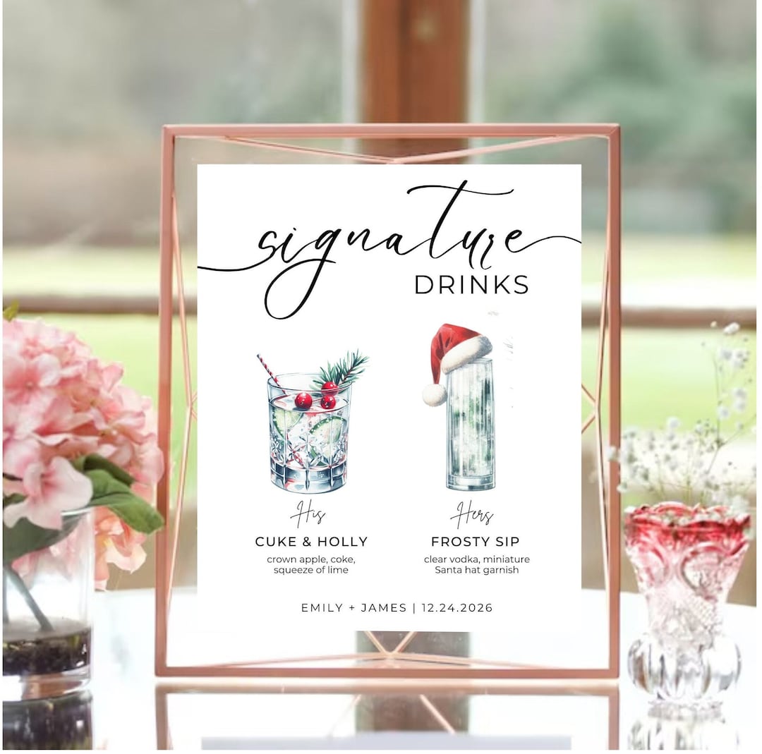 Holiday Drink Menu, Signature Drink Sign, Signature Cocktail Sign ...