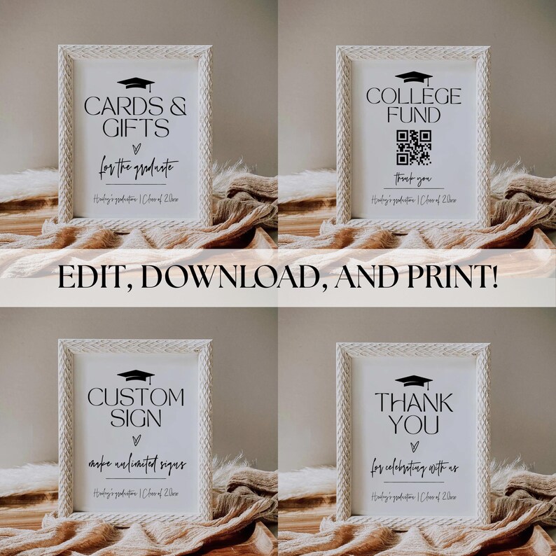 Graduation Sign Bundle 2026, Grad Party Custom Signs, Editable ...