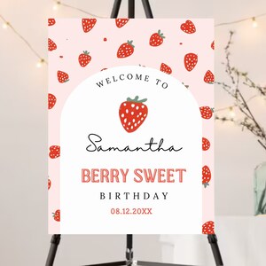 Modern Berry First Birthday Welcome Sign, Berry First Birthday, Berry ...