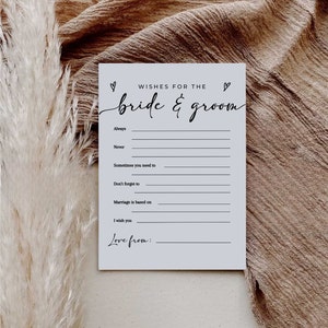 Bridal Shower Advice Card, Wishes for Bride and Groom, Bridal Card ...