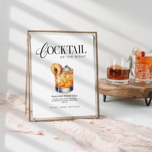 Cocktail of the Night Signature Drink Sign, Bar Menu Sign, Wedding Menu ...