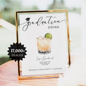 Graduation Cocktail Drink Sign, Grad Bar Menu, Signature Drink Sign ...