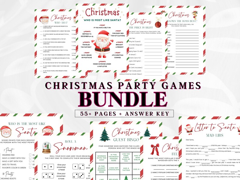 Christmas Party Games Bundle, Holiday Christmas Games, Christmas ...