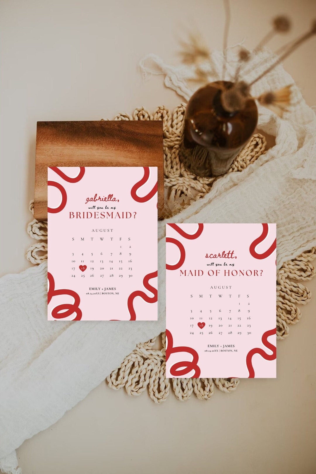 Calendar Bridesmaid Proposal Card, Modern Bridesmaid Card, Bridesmaid ...