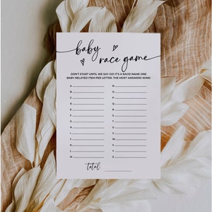 Baby Race Game, Baby Trivia, Modern Baby Shower Game, Baby A-Z Game ...