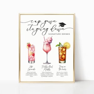 Graduation Menu Sign, Signature Drink Sign, Cocktail Menu, Signature ...