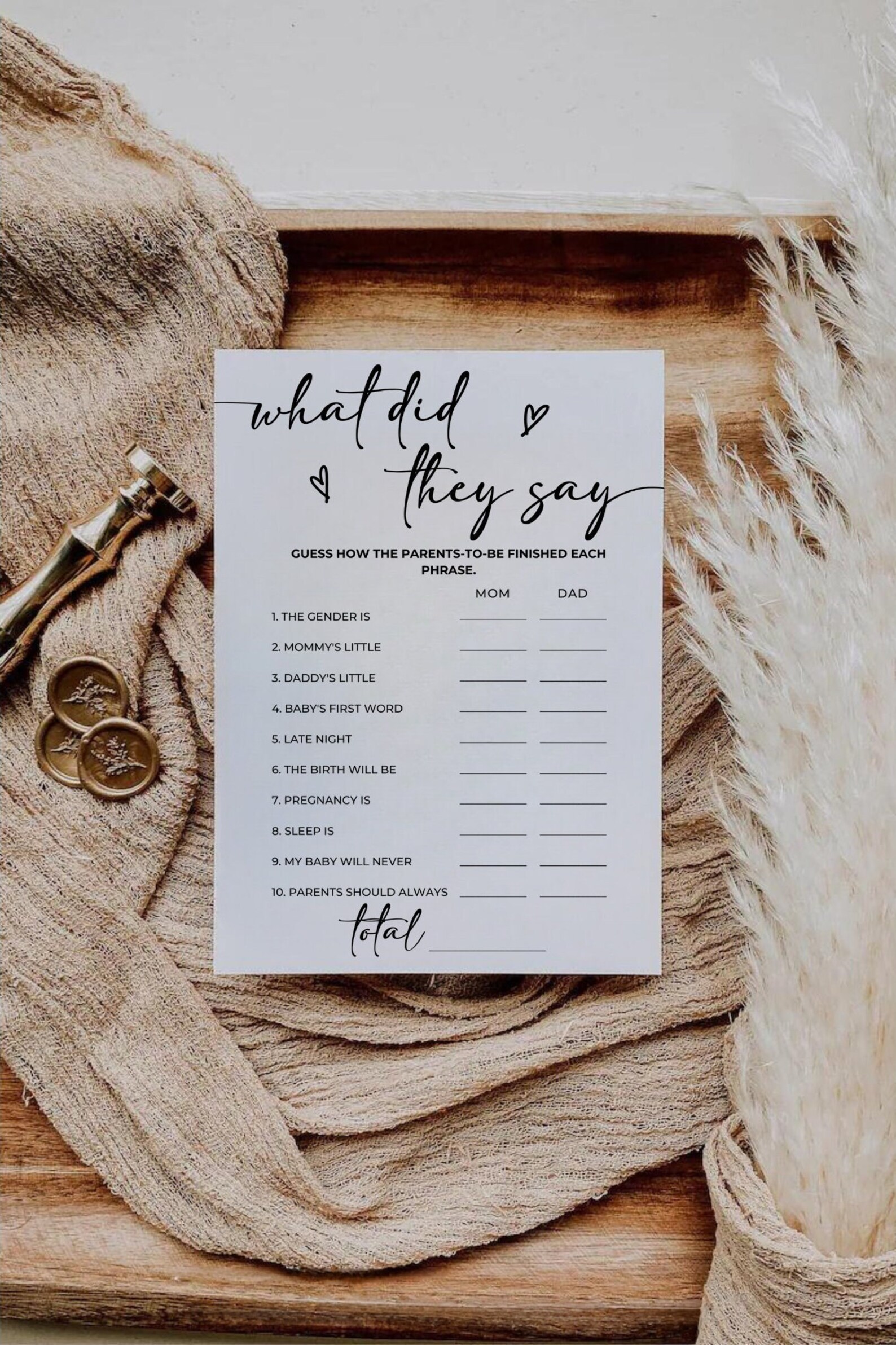 What Did They Say, Modern Baby Shower Game, Baby Party Game, Baby ...