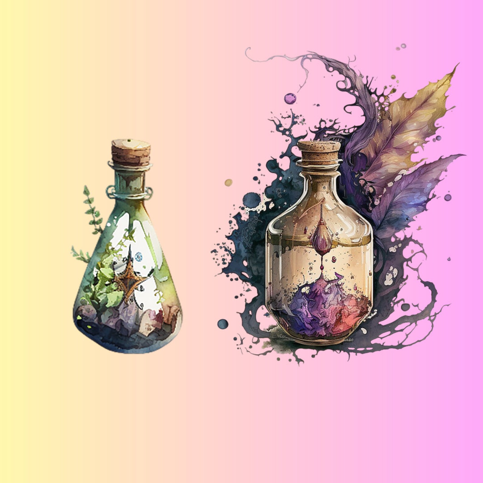 Fantasy Potion Clipart Bundle Commercial Use Witchcraft Clipart Wizard ...