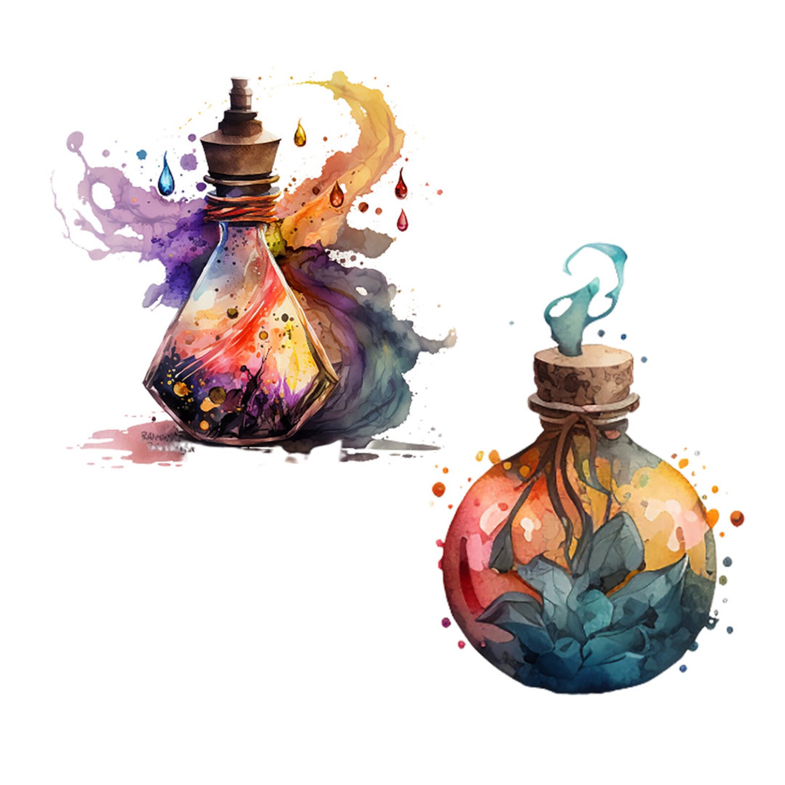 Fantasy Potion Clipart Bundle Commercial Use Witchcraft Clipart Wizard ...