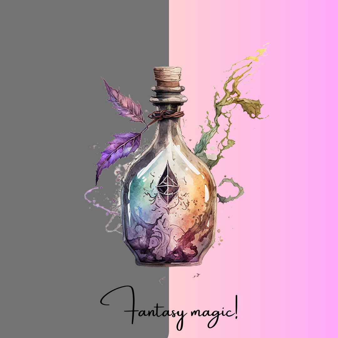 Fantasy Potion Clipart Bundle Commercial Use Witchcraft Clipart Wizard ...