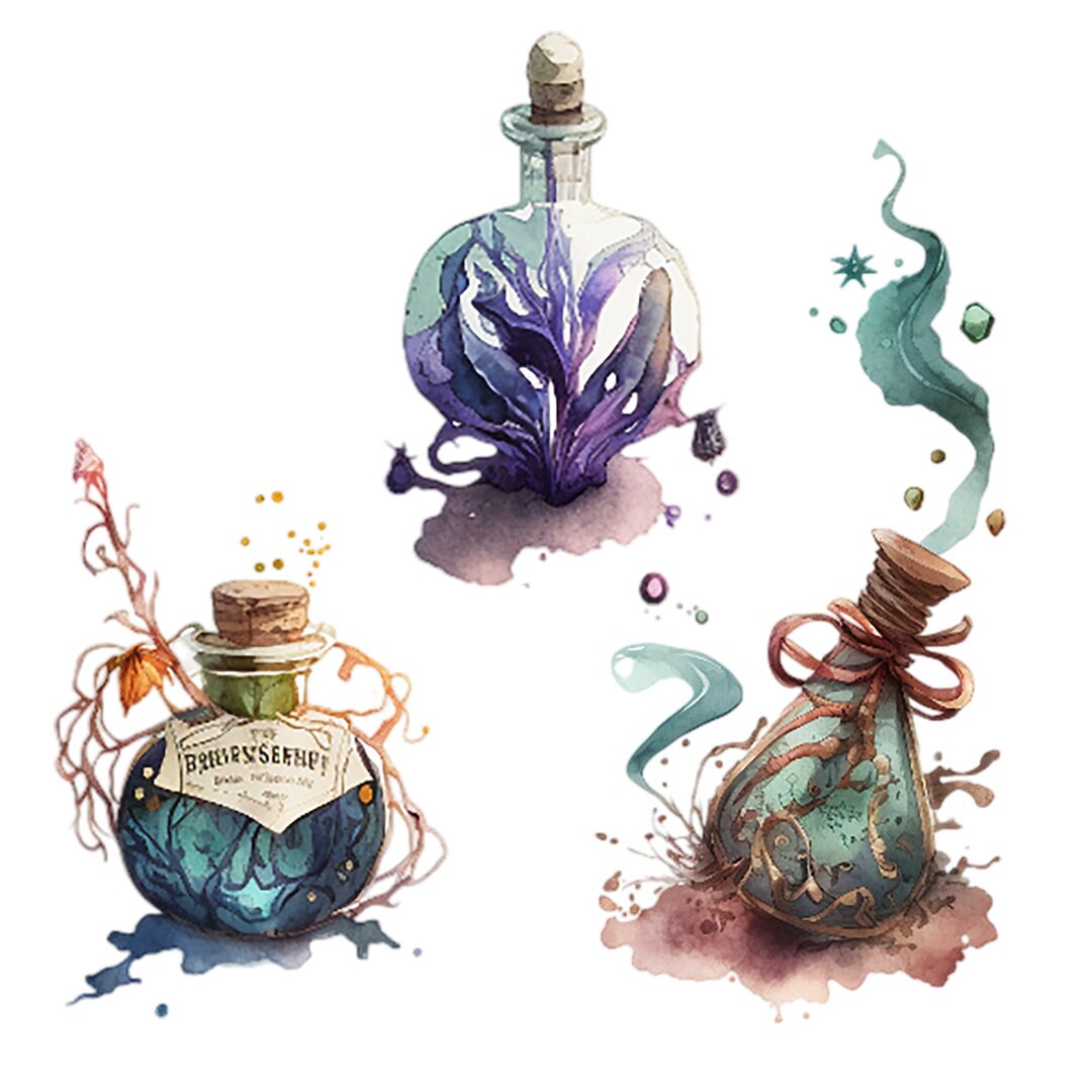Fantasy Potion Clipart Bundle Commercial Use Witchcraft Clipart Wizard ...