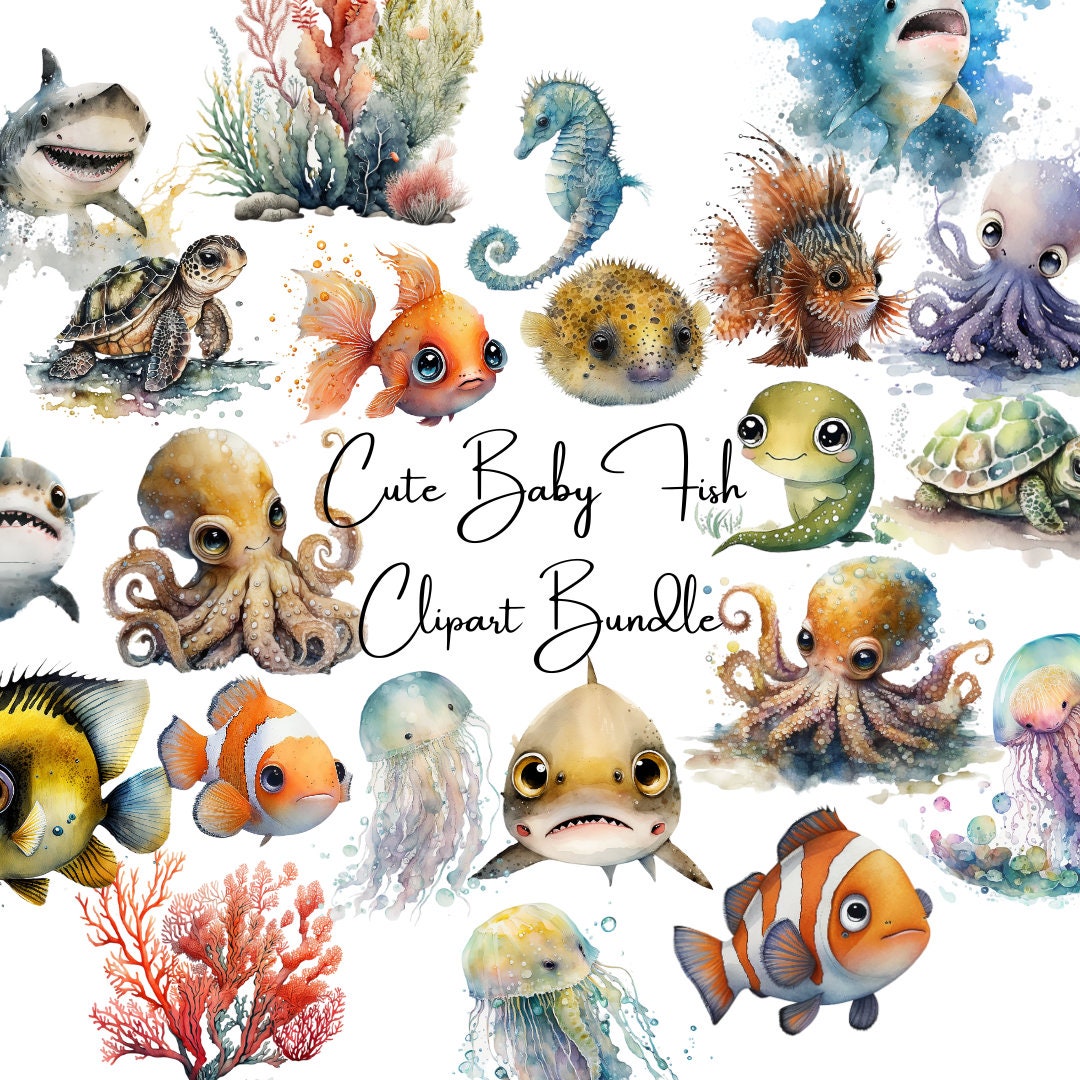 Baby Fish Clipart Ocean Clipart Cute Fish Clipart Pet Clipart Animal ...